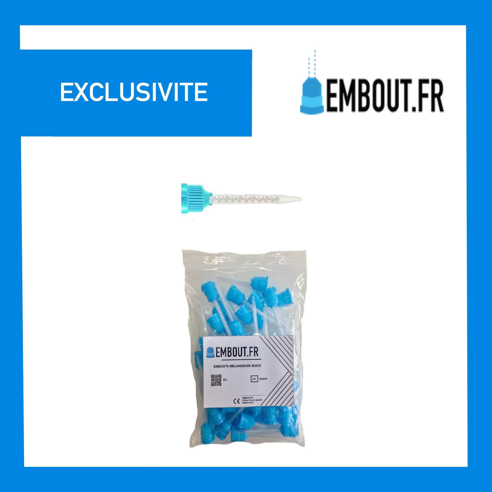 Embout mélangeur bleu pointu - 50 pièces - Odero