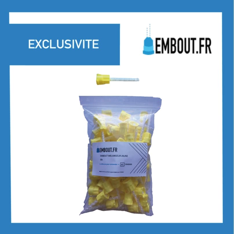 Embout mélangeur jaune - 50 pièces - Odero